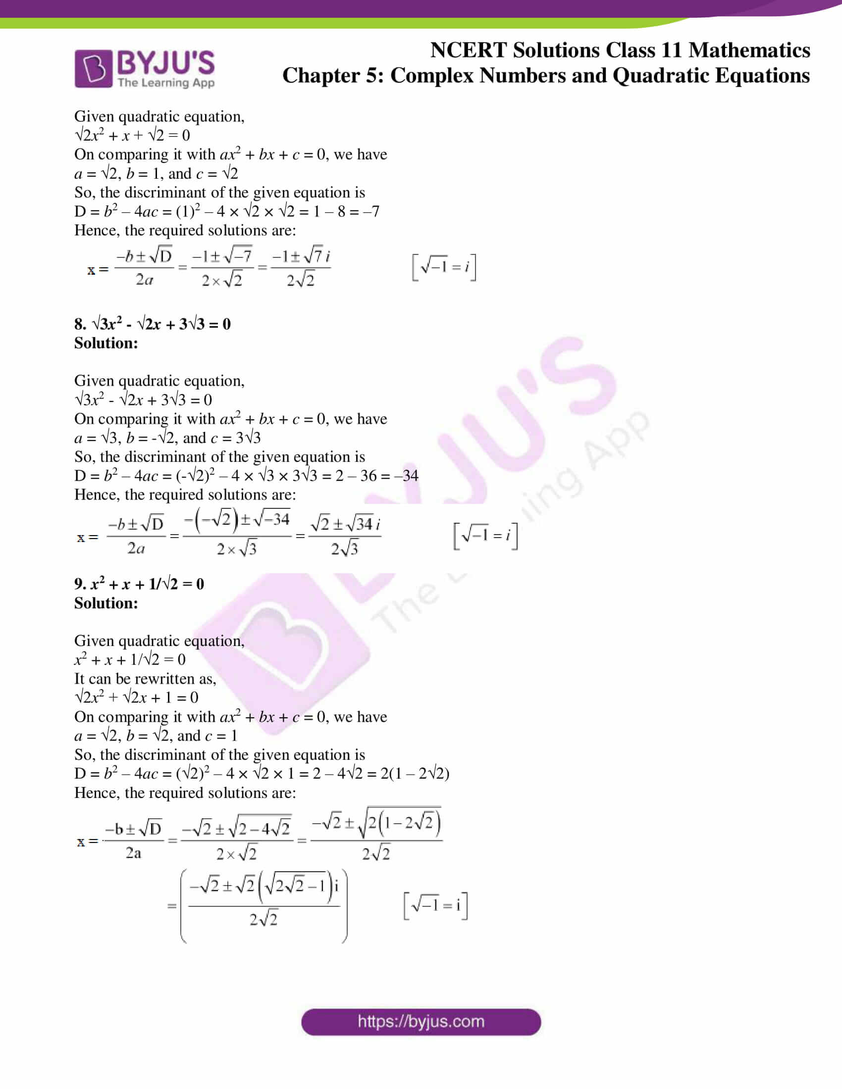NCERT Solutions for Class 11 Maths Chapter 5 Complex Numbers and ...