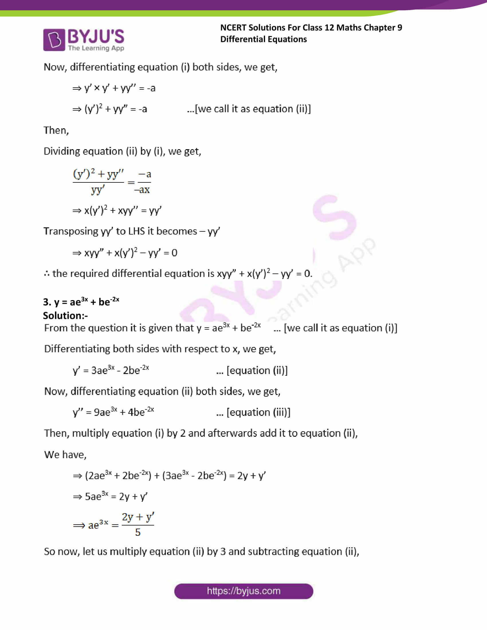 NCERT Solutions Class 12 Maths Chapter 9 Differential Equations