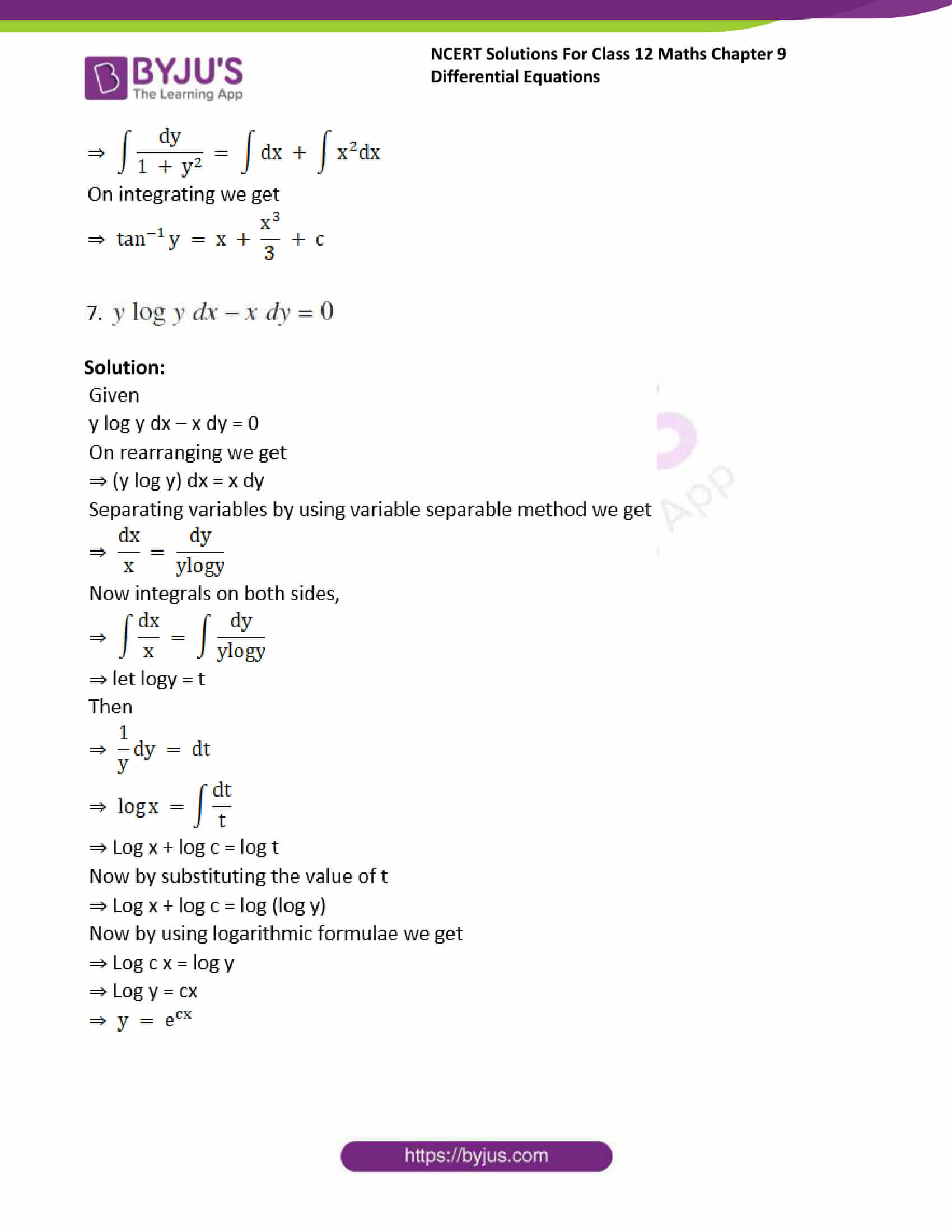 Ncert Solutions Class 12 Maths Chapter 9 Differential Equations