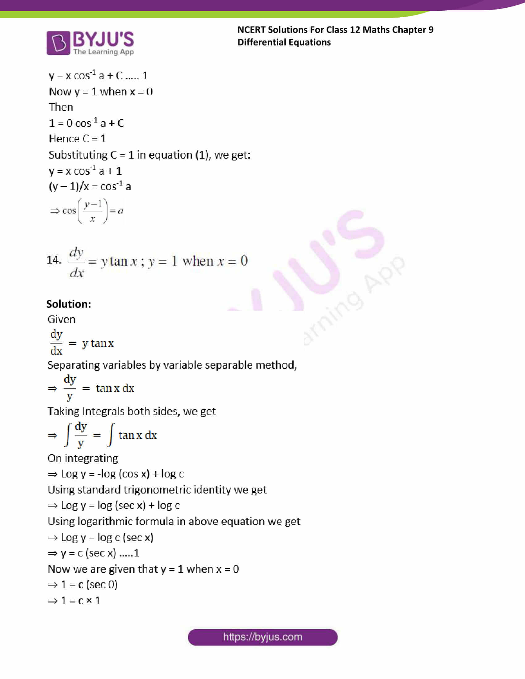 Ncert Solutions Class 12 Maths Chapter 9 Differential Equations