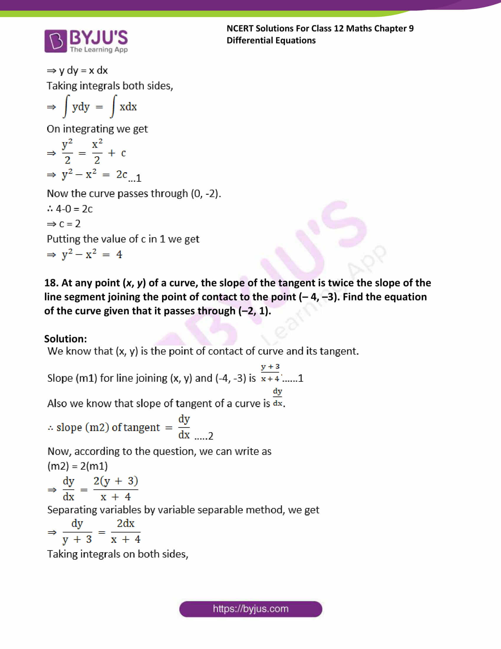NCERT Solutions Class 12 Maths Chapter 9 Differential Equations