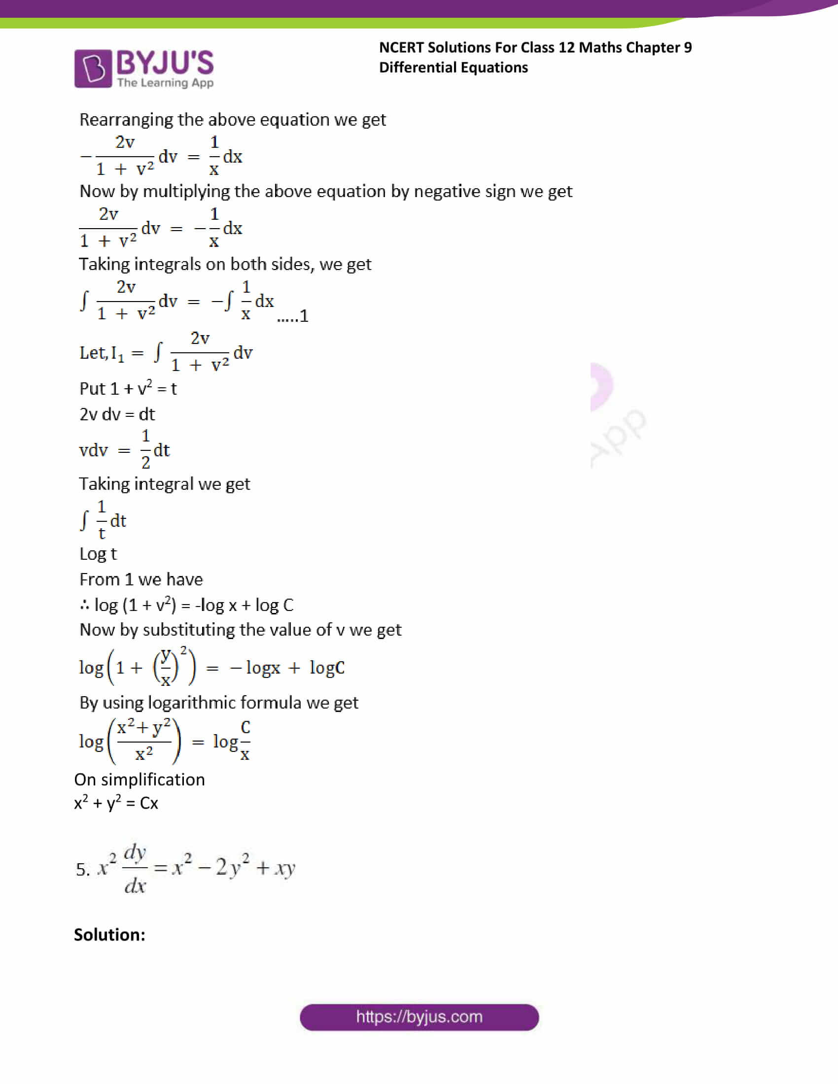 NCERT Solutions Class 12 Maths Chapter 9 Differential Equations