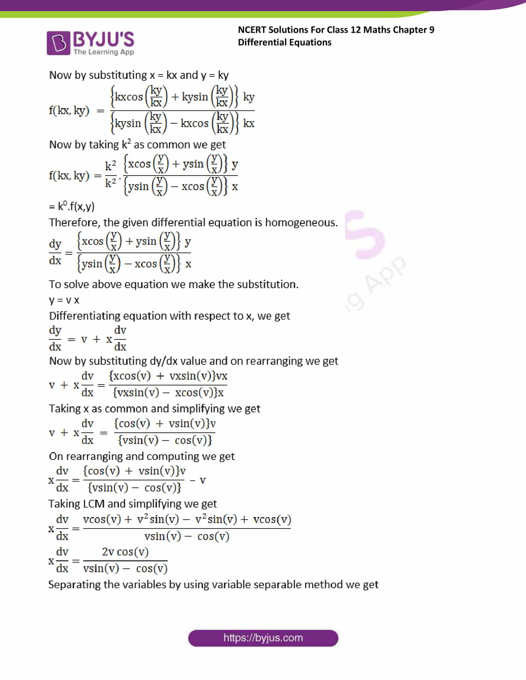 NCERT Solutions Class 12 Maths Chapter 9 Differential Equations