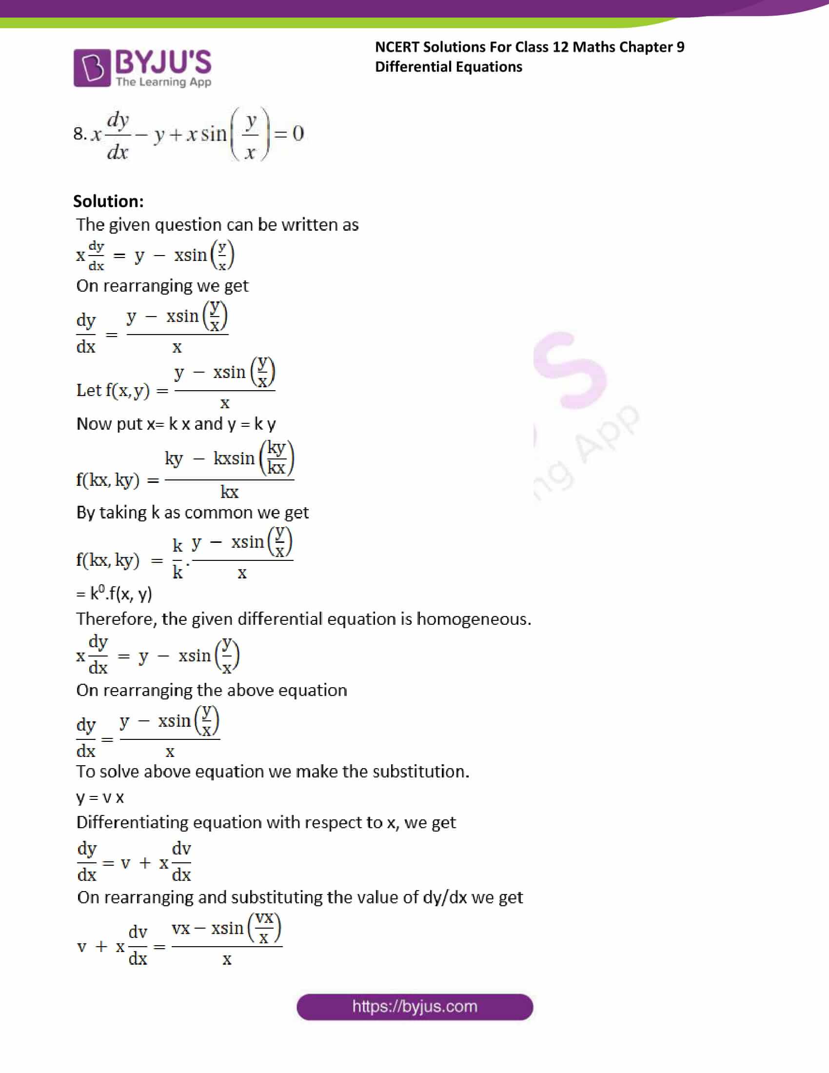 NCERT Solutions Class 12 Maths Chapter 9 Differential Equations