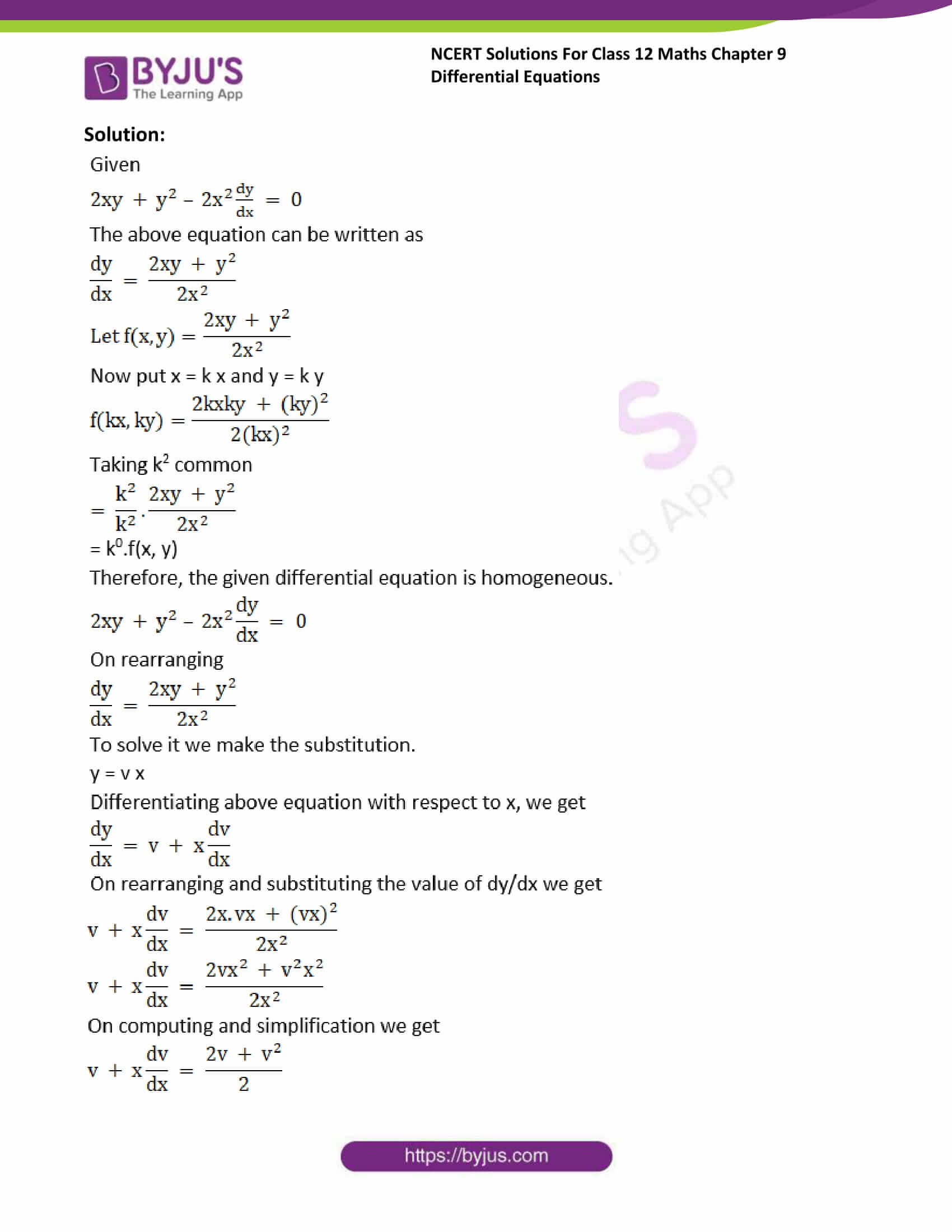 NCERT Solutions Class 12 Maths Chapter 9 Differential Equations