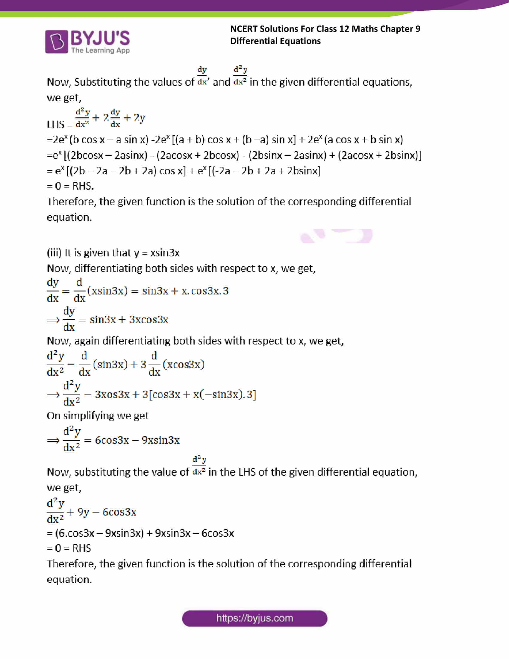 NCERT Solutions for Class 12 Maths Miscellaneous Exercise chapter 9 Differential Equations ...