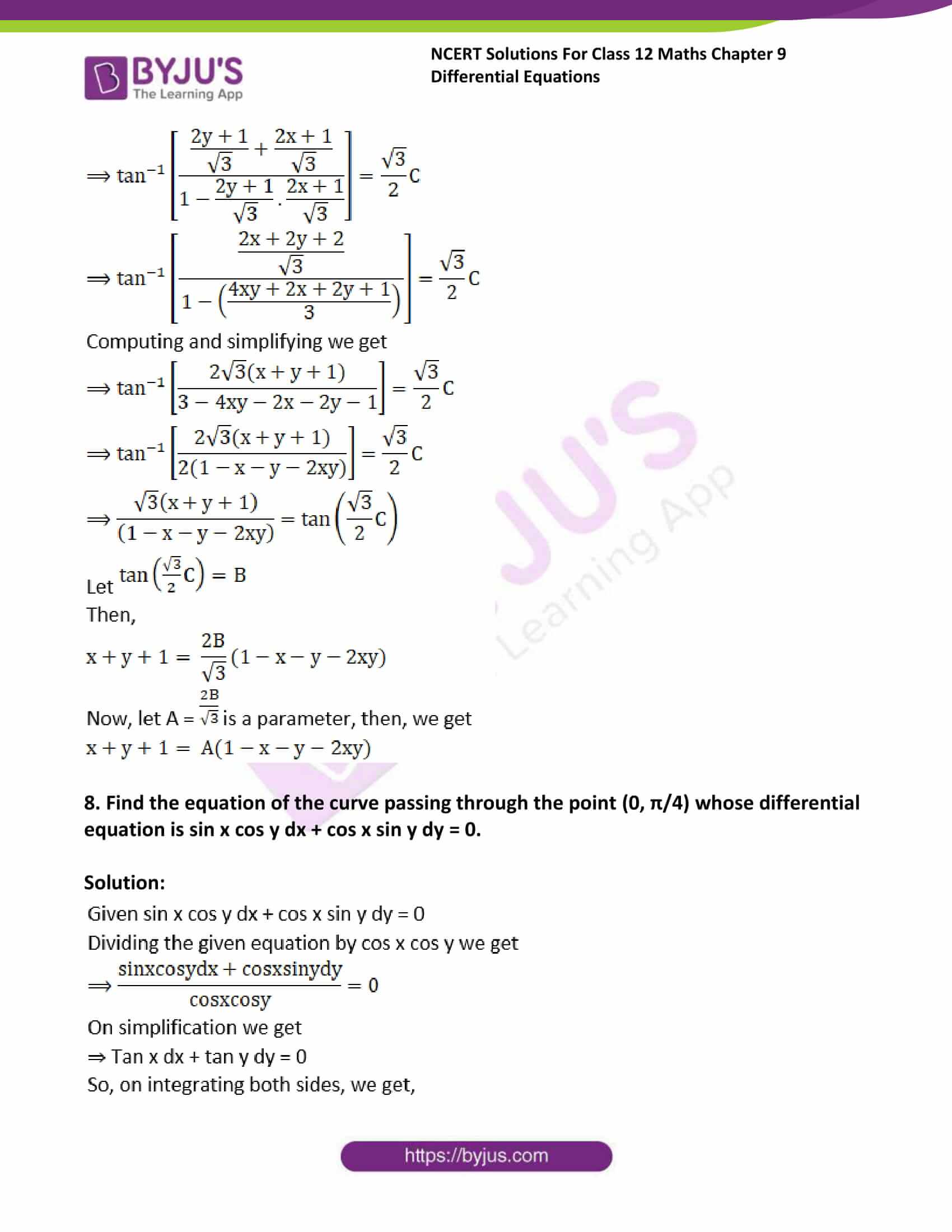 NCERT Solutions for Class 12 Maths Miscellaneous Exercise chapter 9 ...