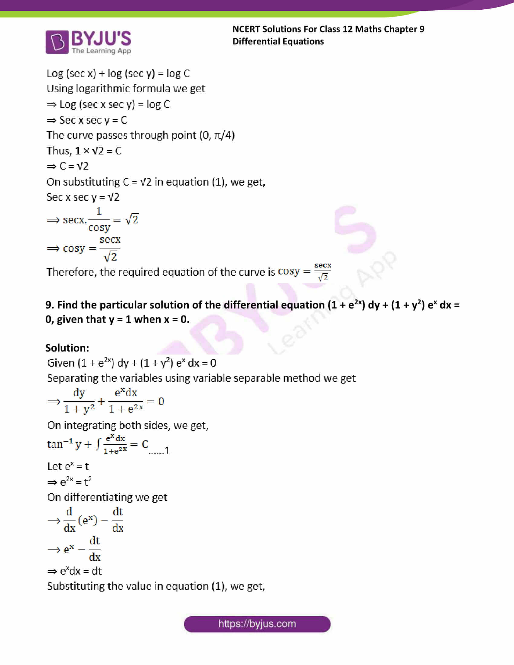 NCERT Solutions for Class 12 Maths Miscellaneous Exercise chapter 9 ...
