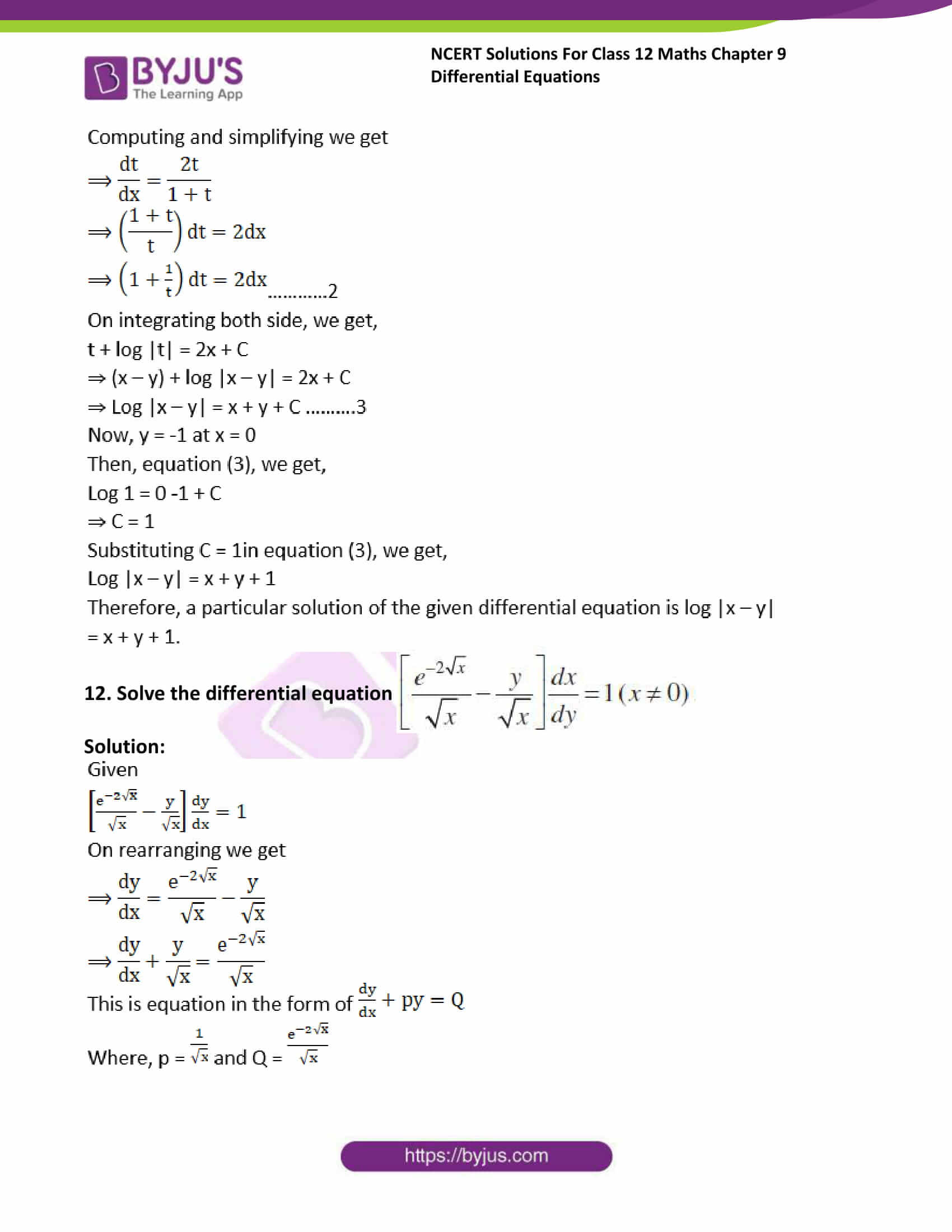 NCERT Solutions for Class 12 Maths Miscellaneous Exercise chapter 9 ...