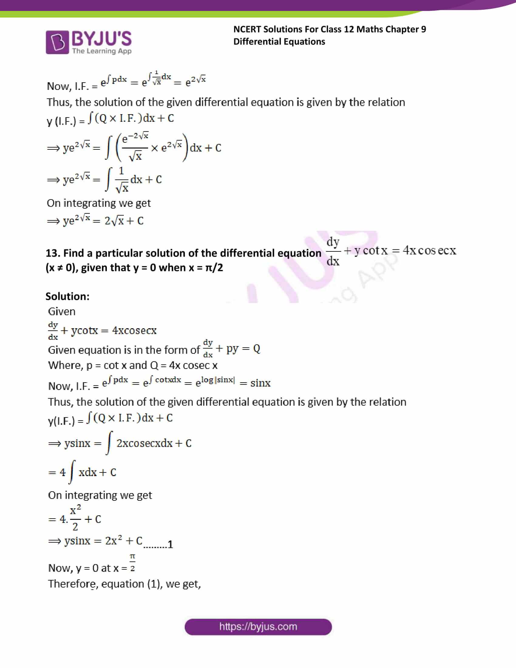NCERT Solutions for Class 12 Maths Miscellaneous Exercise chapter 9 ...