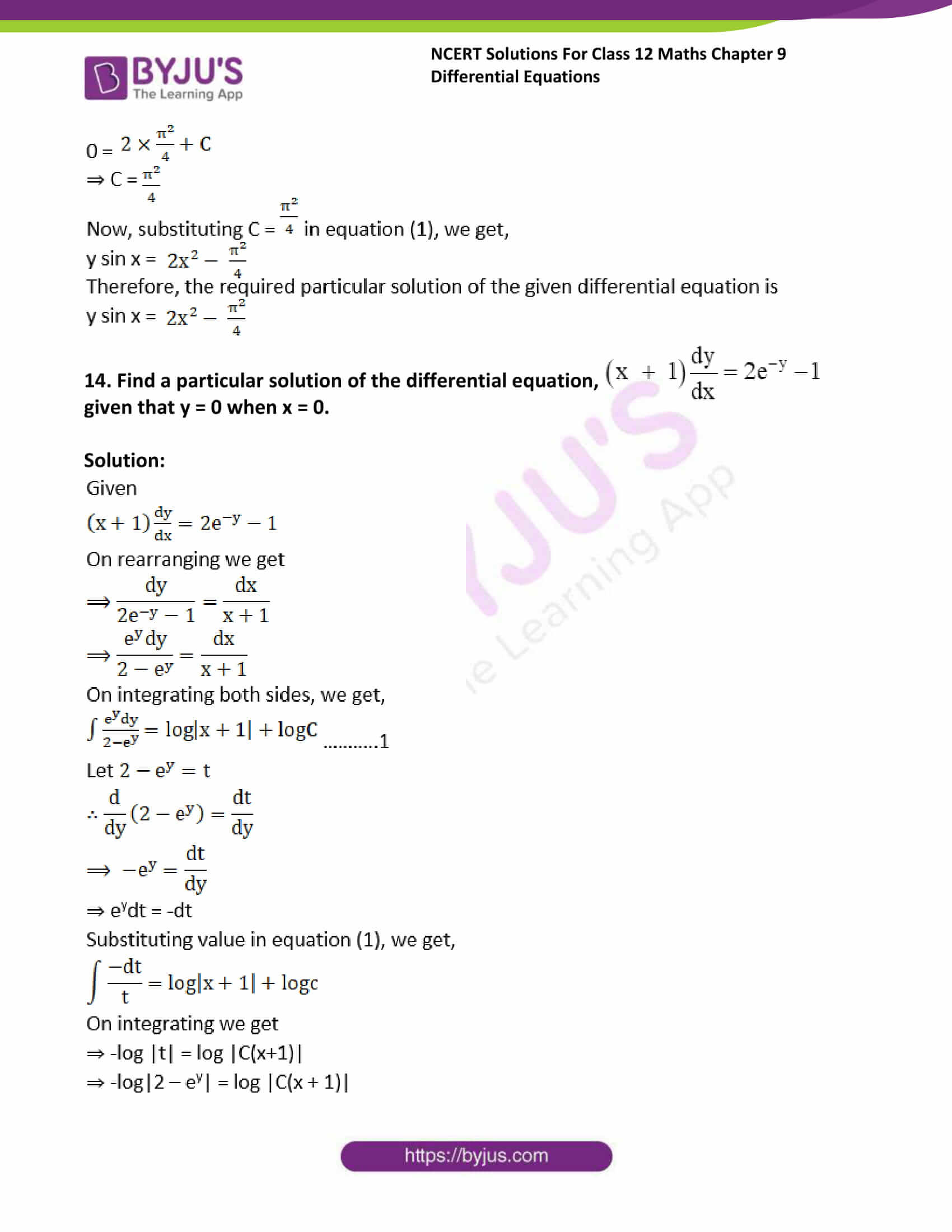 NCERT Solutions for Class 12 Maths Miscellaneous Exercise chapter 9 ...