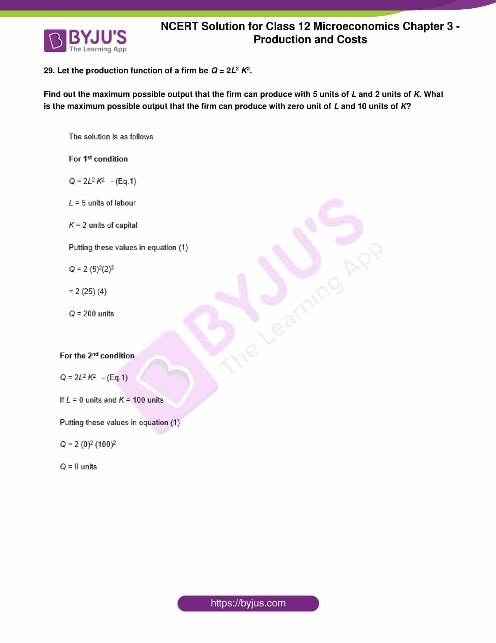 NCERT Solution For Class 12 Economics Chapter 3 Production And Costs ...