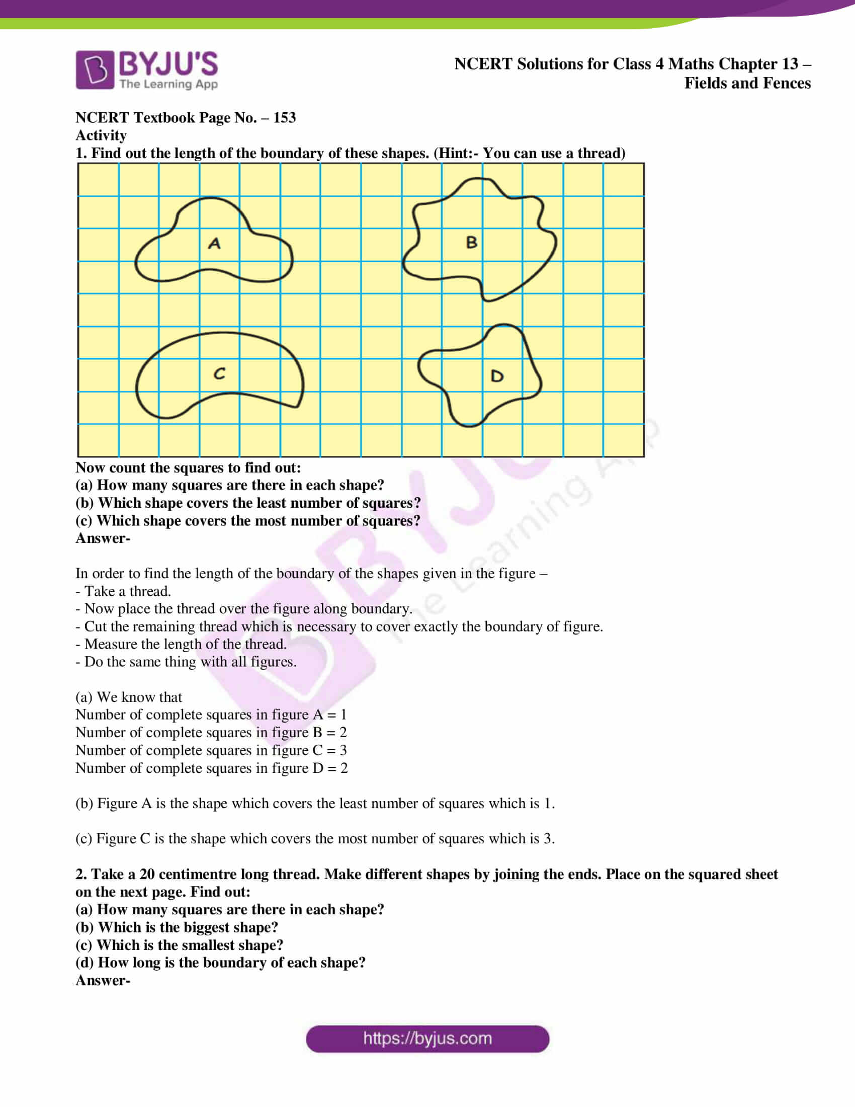 NCERT Solutions Class 4 Maths Chapter 13 Fields And Fences Download Now NCERT Solutions Class 4 Maths Chapter 13 Fields And Fences Download Now