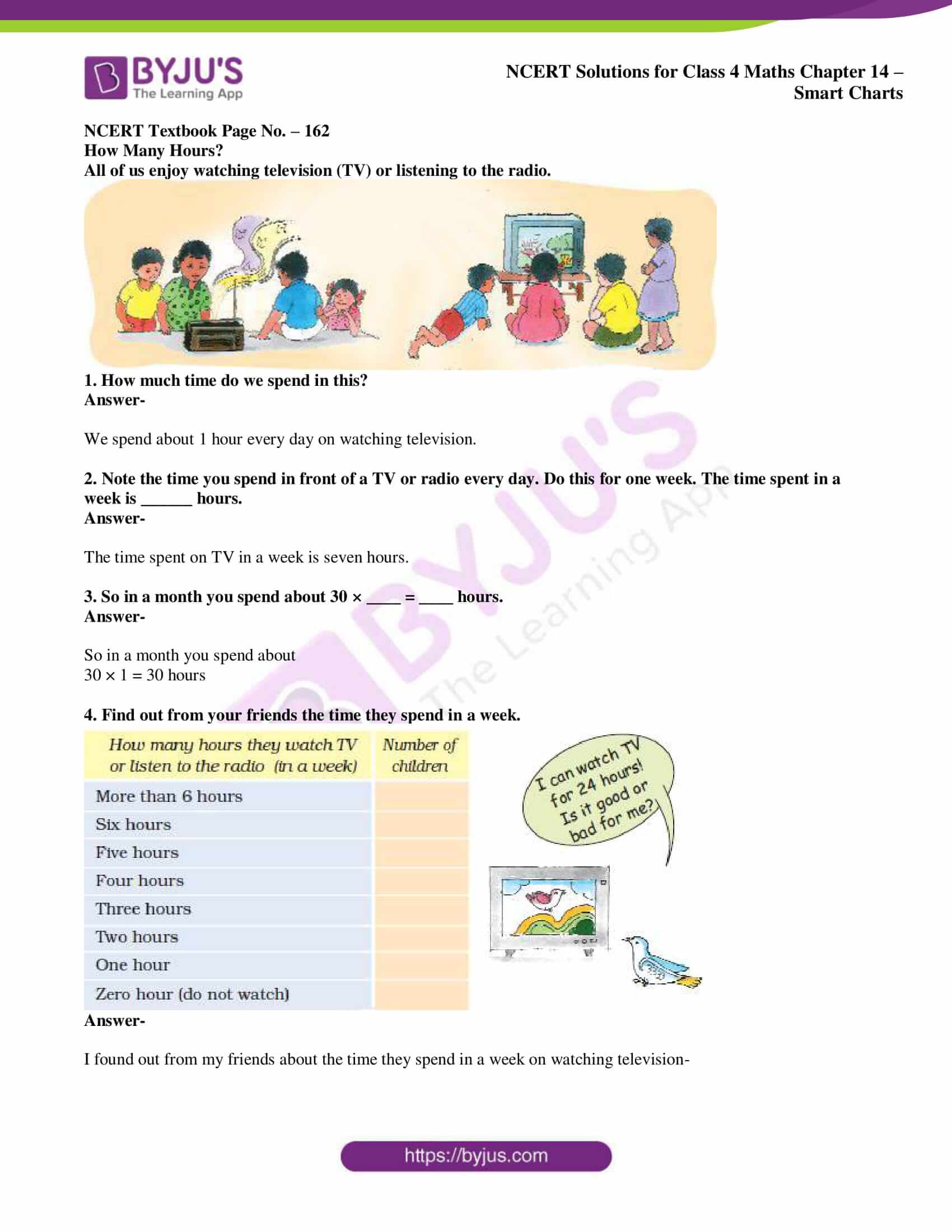 NCERT Solutions Class 4 Maths Chapter 14 Smart Charts Download Free PDFs
