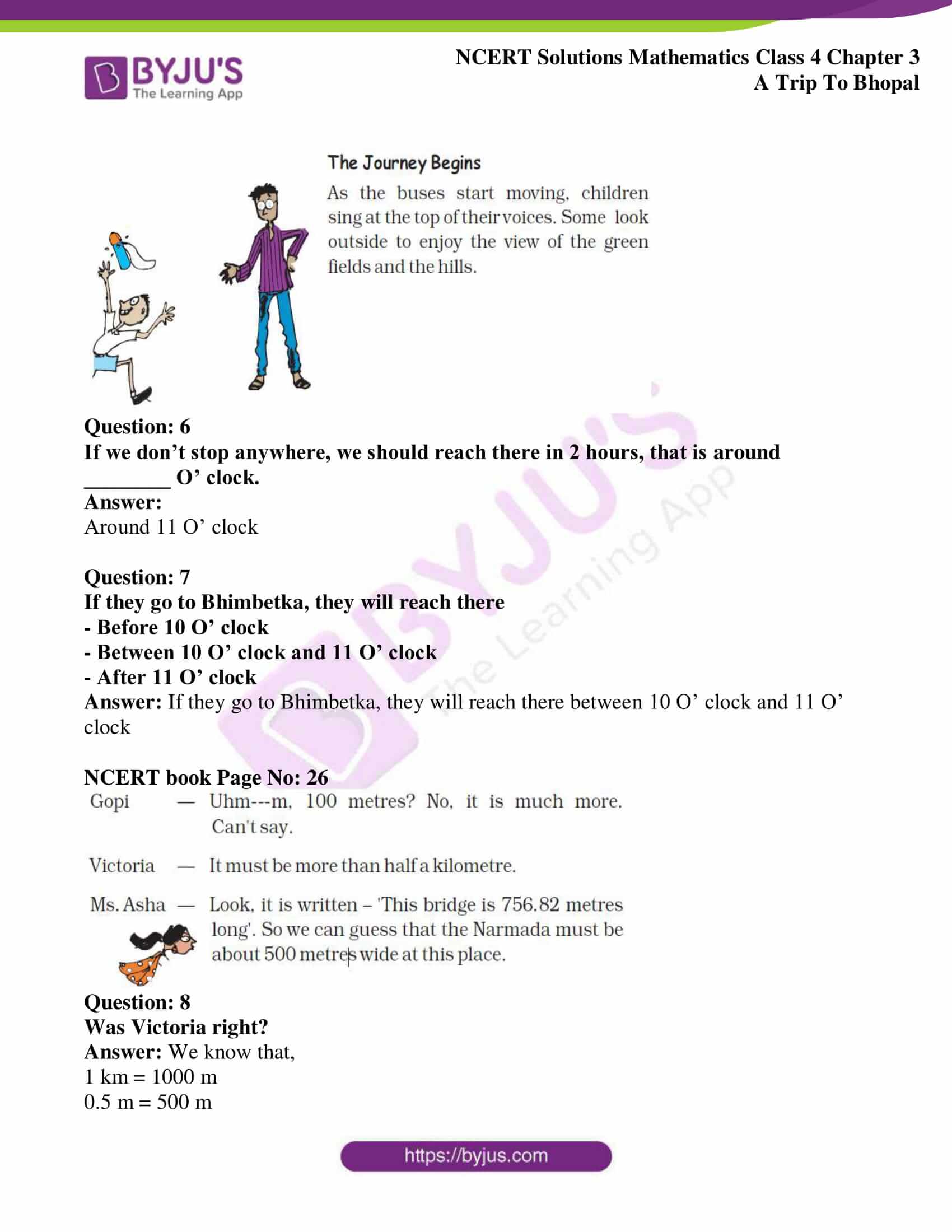 NCERT Solutions Class 4 Maths Chapter 3 A Trip to Bhopal Free PDF Download