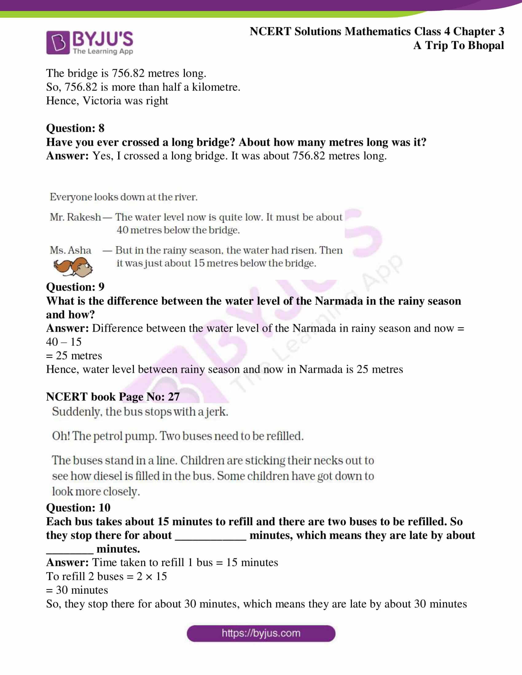 NCERT Solutions Class 4 Maths Chapter 3 A Trip to Bhopal Free PDF Download