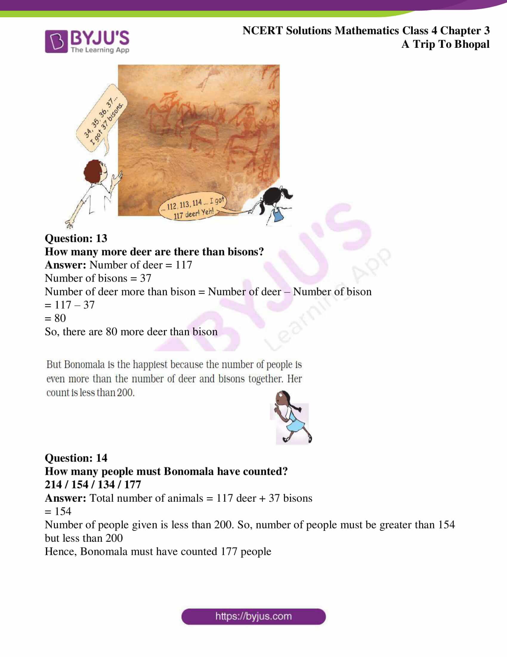 NCERT Solutions Class 4 Maths Chapter 3 A Trip to Bhopal Free PDF Download