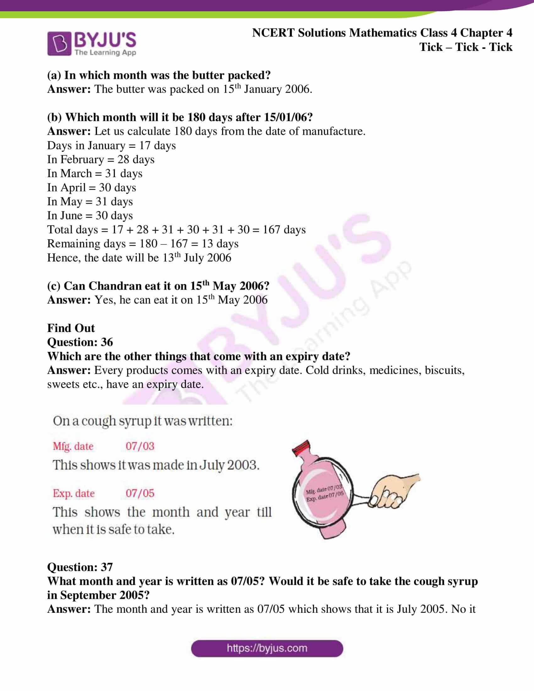 NCERT Solutions Class 4 Maths Chapter 4 Tick-Tick-Tick