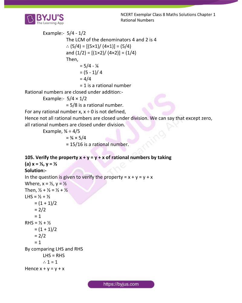 NCERT Exemplar Class 8 Maths Solutions Chapter 1 Rational Numbers