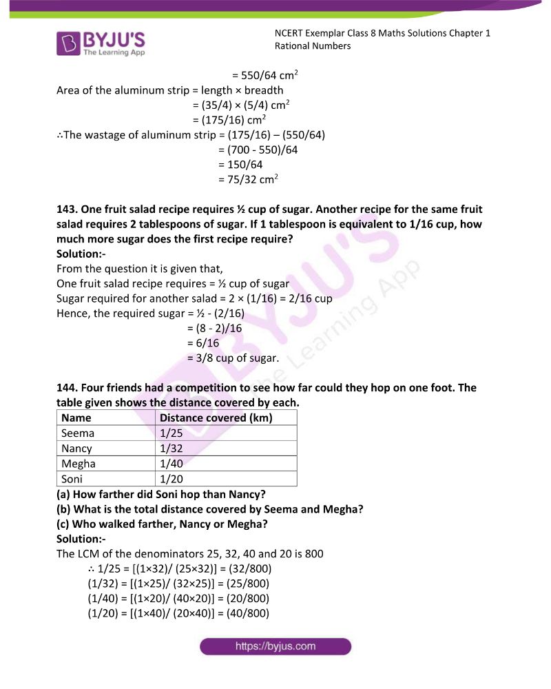 NCERT Exemplar Class 8 Maths Solutions Chapter 1 Rational Numbers