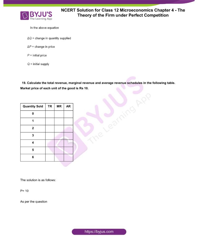 NCERT Solution for Class 12 Economics Chapter 4 The Theory of the Firm ...