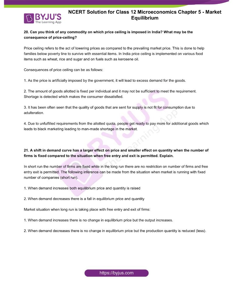 NCERT Solution For Class 12 Economics Chapter 5 Market Equilibrium ...