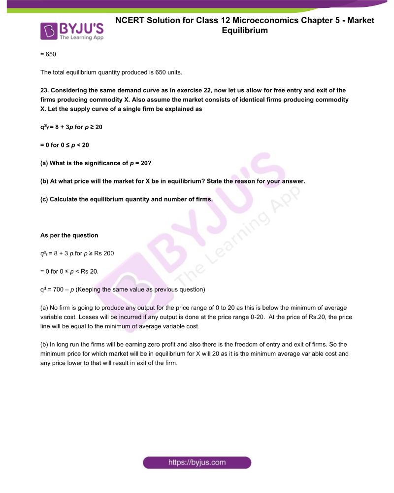 NCERT Solution For Class 12 Economics Chapter 5 Market Equilibrium ...