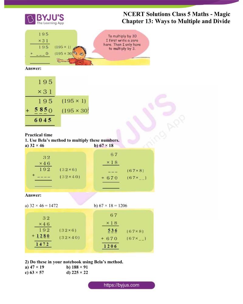 NCERT Solutions Class 5 Maths Chapter 13 Ways To Multiply And Divide