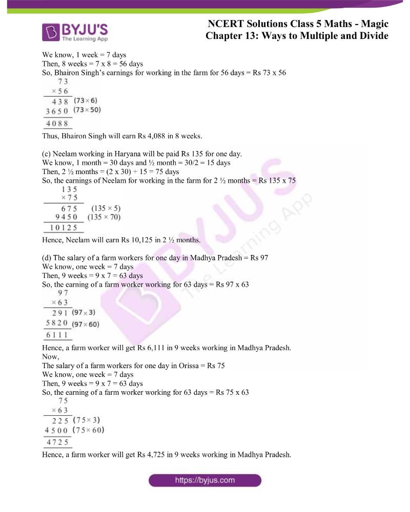 NCERT Solutions Class 5 Maths Chapter 13 Ways To Multiply And Divide