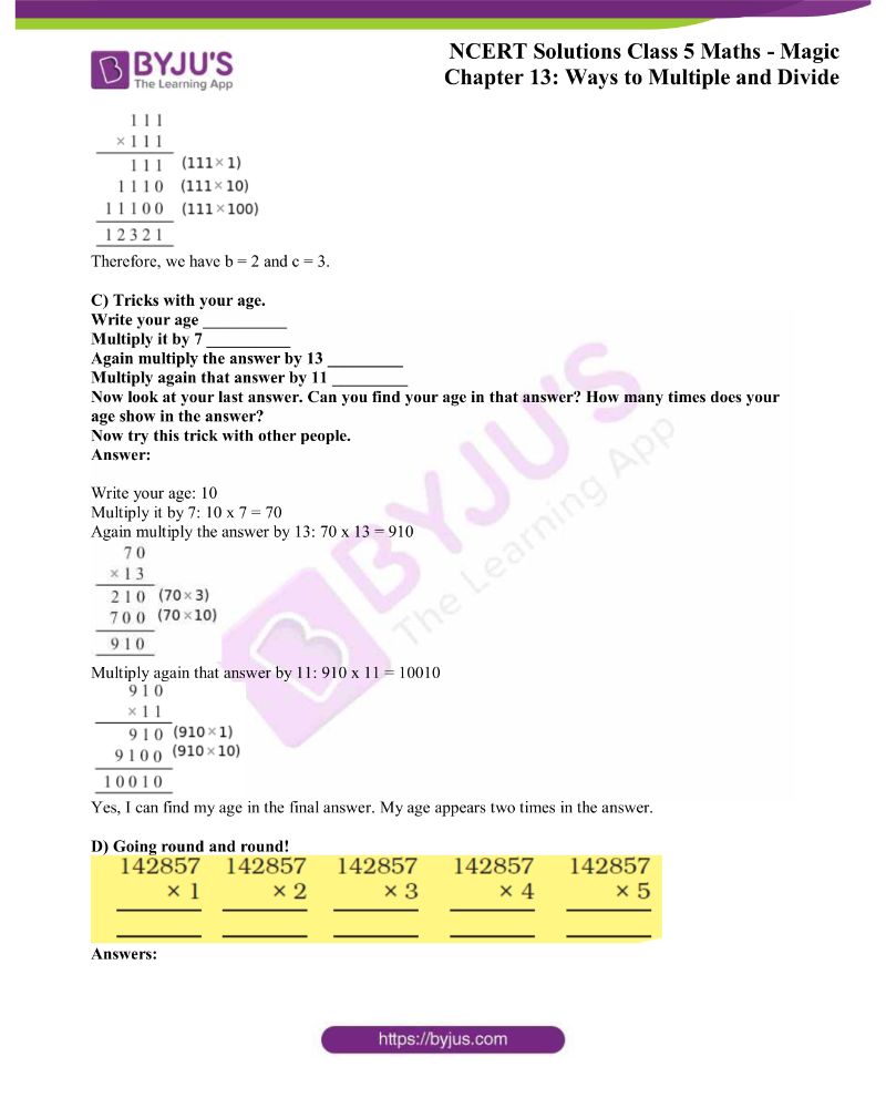 NCERT Solutions Class 5 Maths Chapter 13 Ways To Multiply And Divide