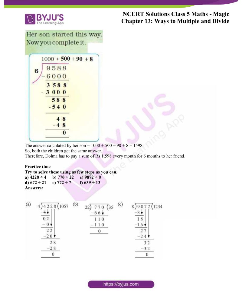 NCERT Solutions Class 5 Maths Chapter 13 Ways To Multiply And Divide