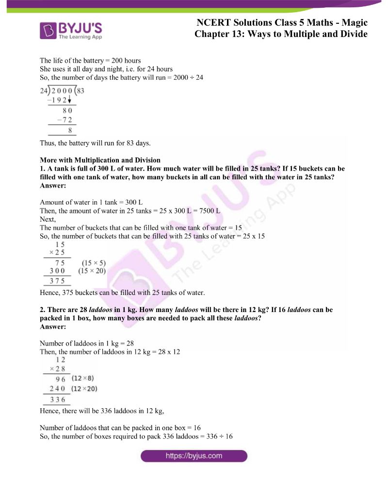 NCERT Solutions Class 5 Maths Chapter 13 Ways to Multiply and Divide - Download Now