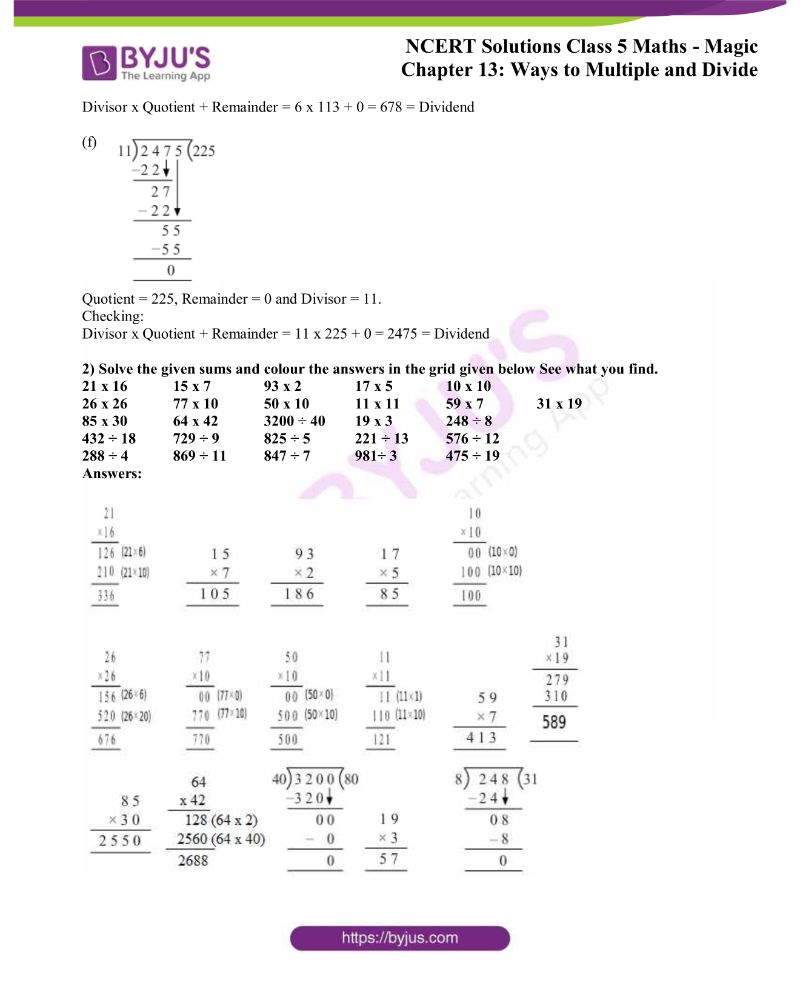 NCERT Solutions Class 5 Maths Chapter 13 Ways To Multiply And Divide