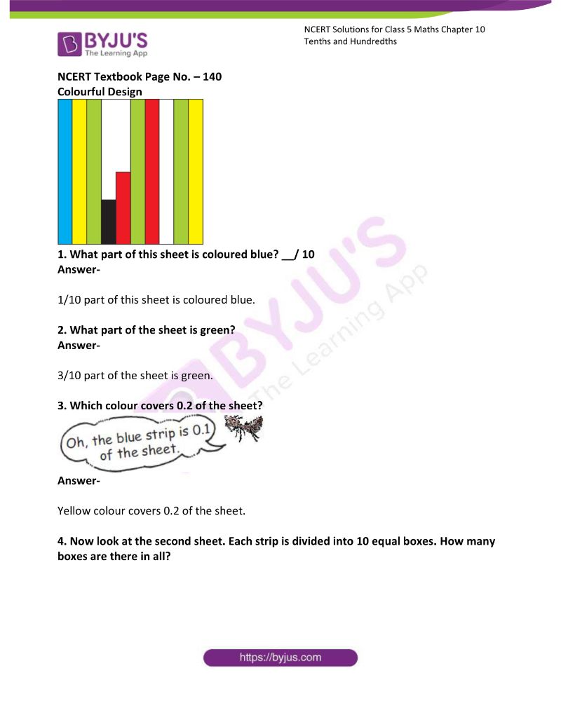 NCERT Solutions Class 5 Maths Chapter 10 Tenths And Hundredths Click ncert-solutions-class-5-maths-chapter-10-tenths-and-hundredths-click
