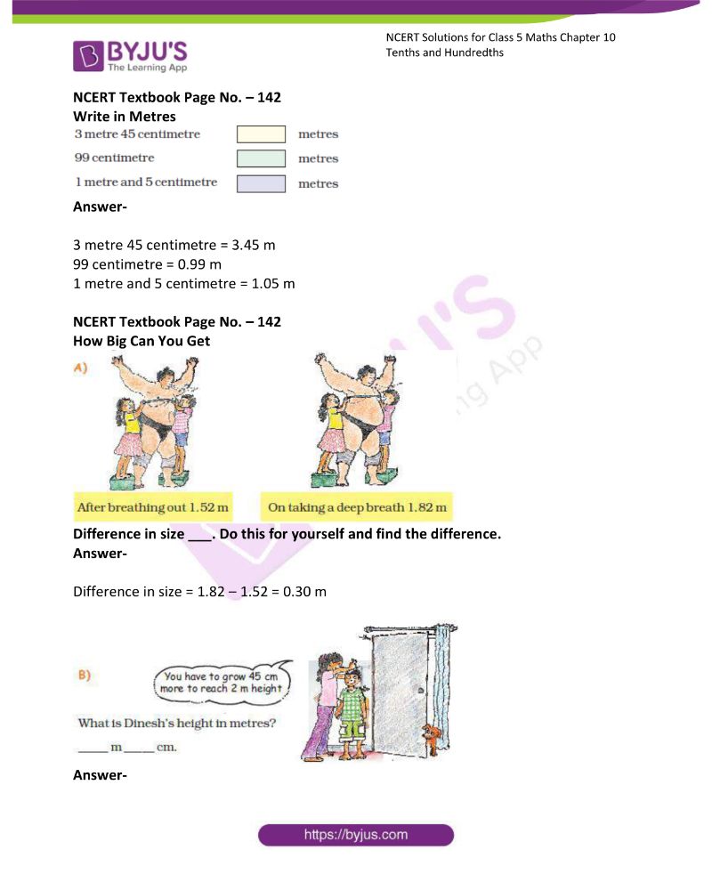 NCERT Solutions Class 5 Maths Chapter 10 Tenths and Hundredths - Click ...