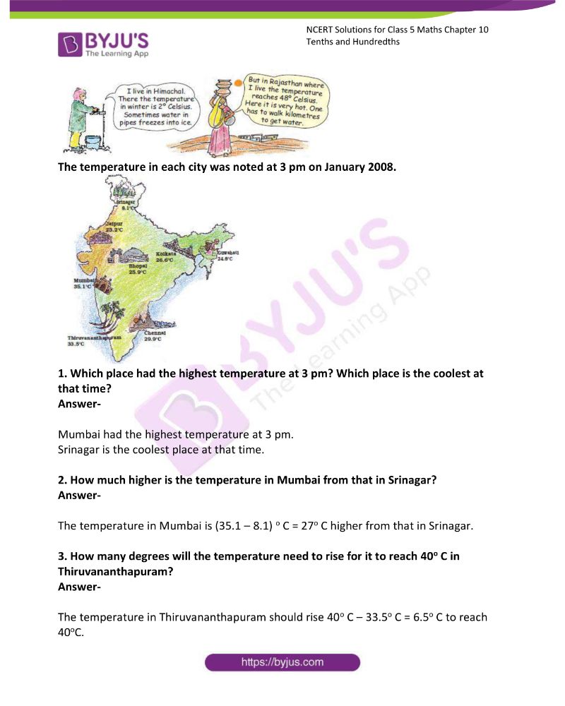 NCERT Solutions Class 5 Maths Chapter 10 Tenths and Hundredths - Click ...