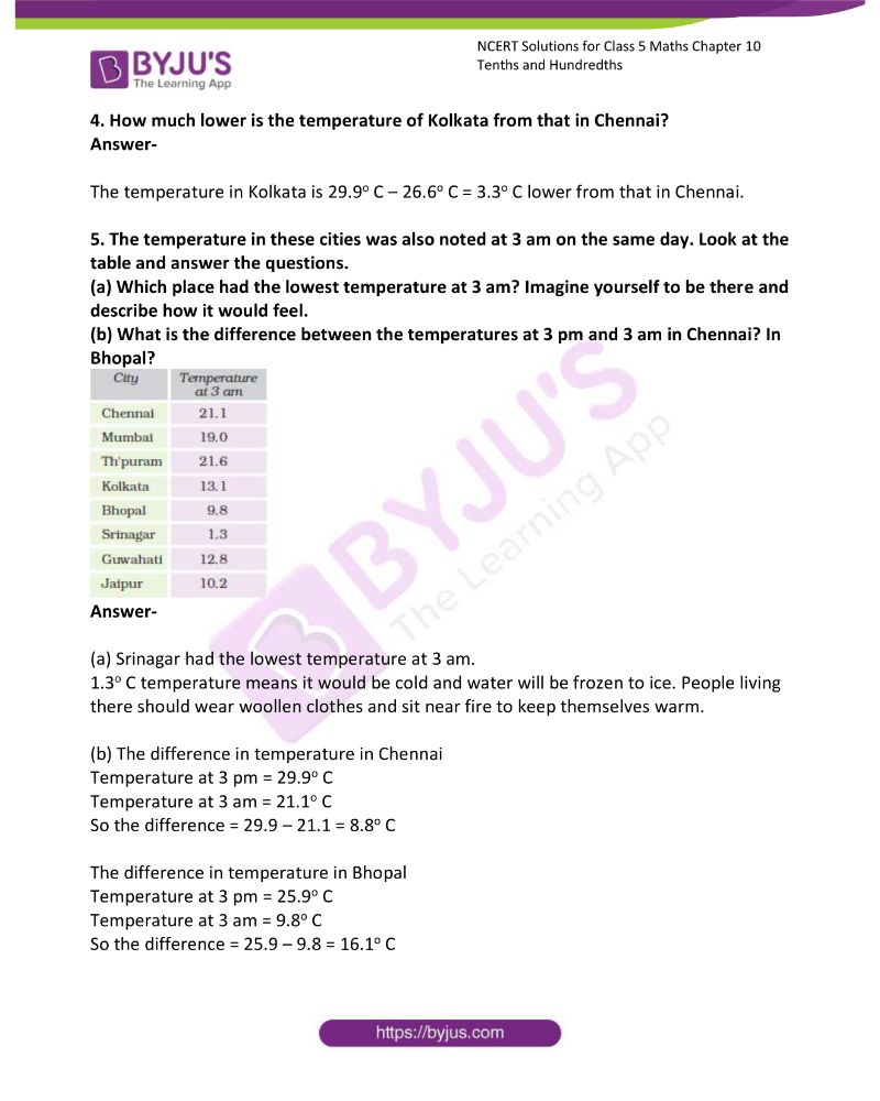 NCERT Solutions Class 5 Maths Chapter 10 Tenths and Hundredths - Click ...