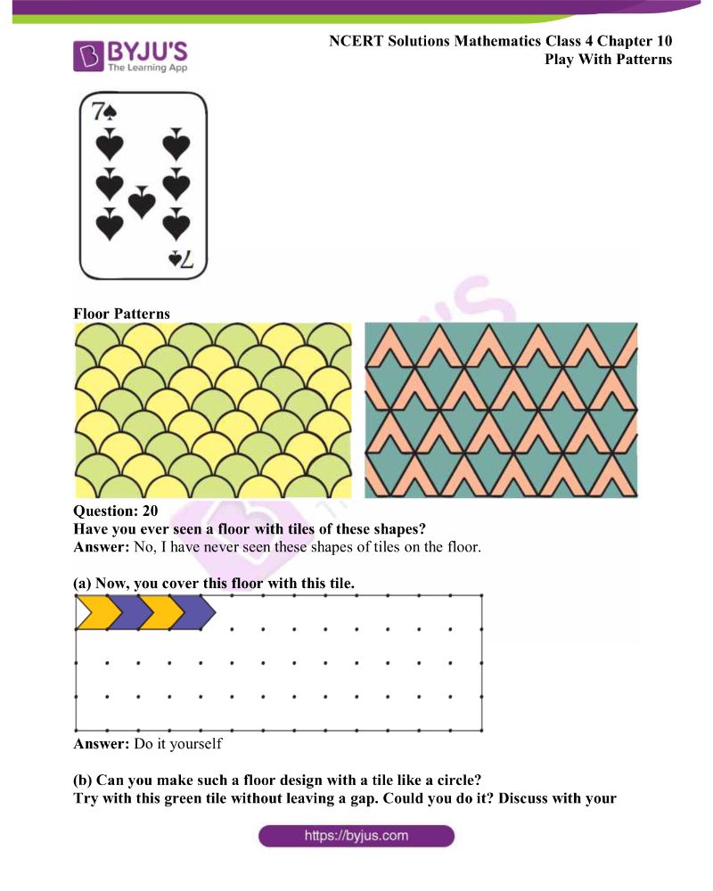 NCERT Solutions Class 4 Maths Chapter 10 Play With Patterns Free PDF NCERT Solutions Class 4 Maths Chapter 10 Play With Patterns Free PDF