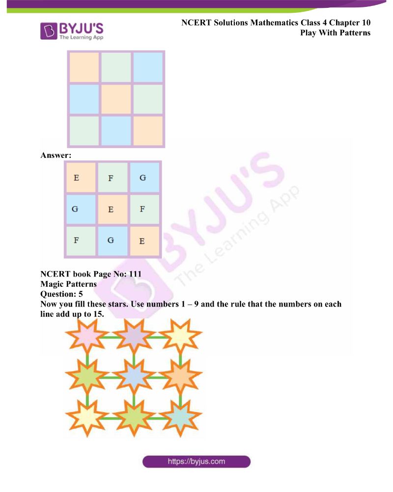 NCERT Solutions Class 4 Maths Chapter 10 Play with Patterns - Free PDF ...