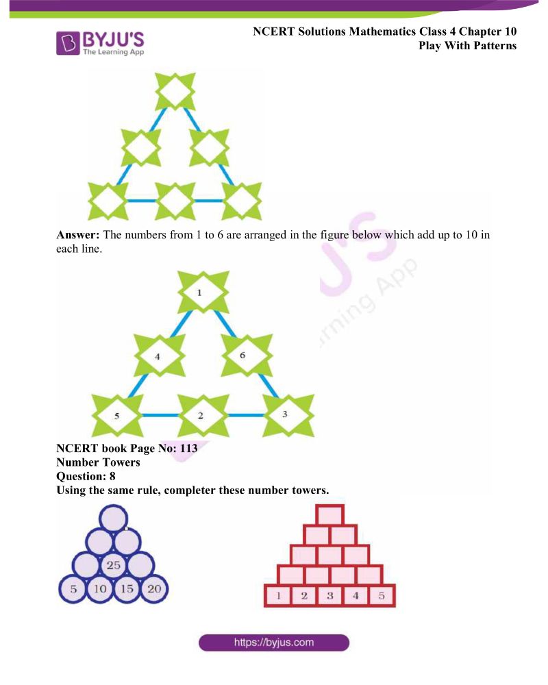 NCERT Solutions Class 4 Maths Chapter 10 Play With Patterns Free PDF ncert-solutions-class-4-maths-chapter-10-play-with-patterns-free-pdf