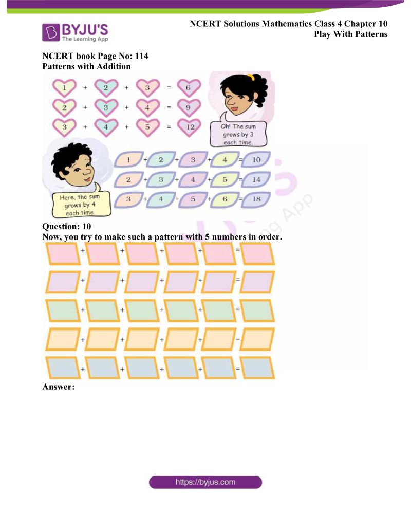 NCERT Solutions Class 4 Maths Chapter 10 Play With Patterns Free PDF NCERT Solutions Class 4 Maths Chapter 10 Play With Patterns Free PDF