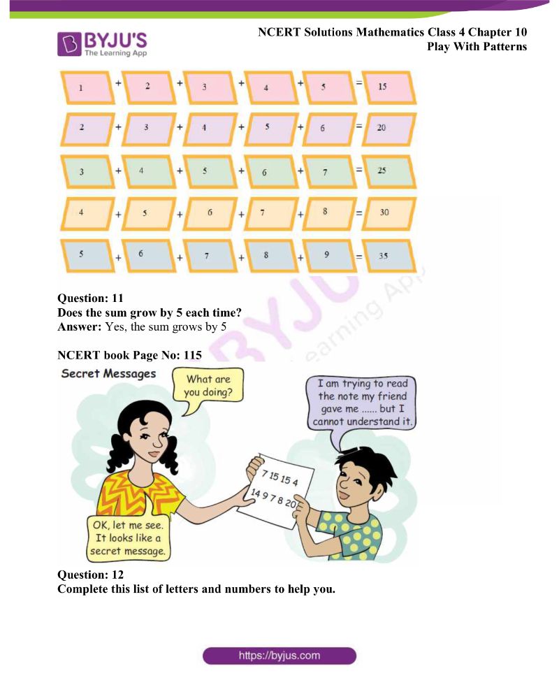 NCERT Solutions Class 4 Maths Chapter 10 Play with Patterns - Free PDF ...
