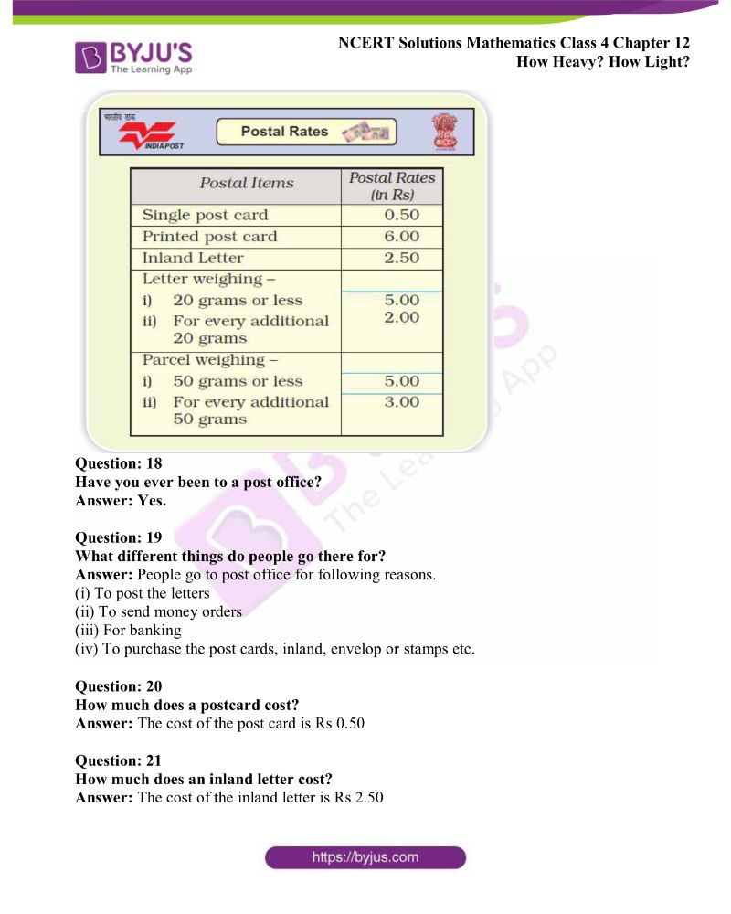NCERT Solutions Class 4 Maths Chapter 12 How Heavy? How Light? - Free ...