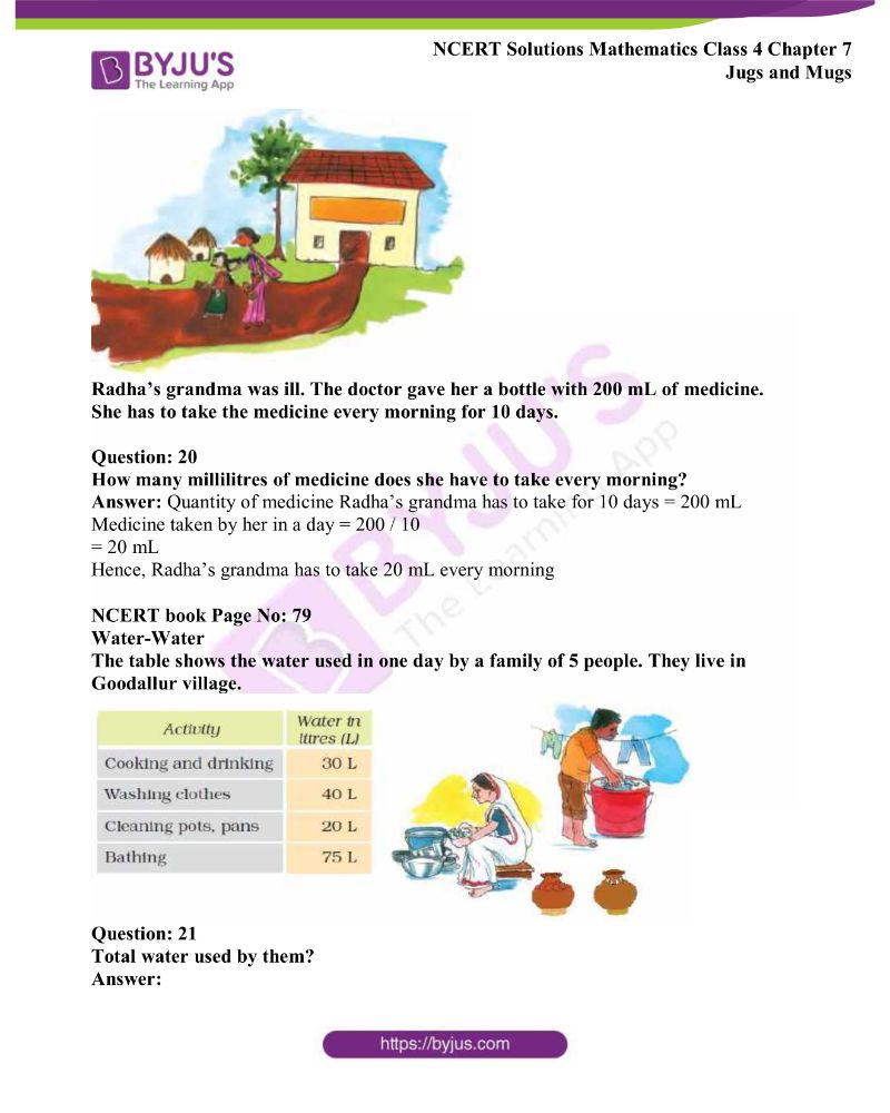 NCERT Solutions Class 4 Maths Chapter 7 Jugs and Mugs - Get Free PDFs