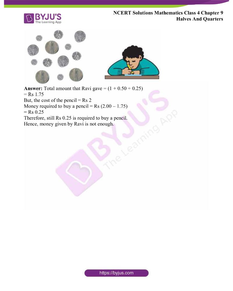 NCERT Solutions Class 4 Maths Chapter 9 Halves and Quarters - Download PDF