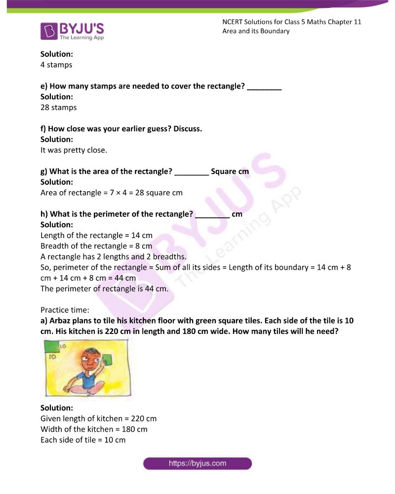 NCERT Solutions Class 5 Maths Chapter 11 Area and Its Boundary - Get ...