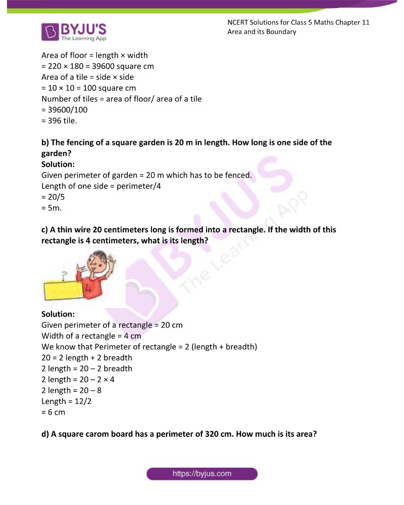 NCERT Solutions Class 5 Maths Chapter 11 Area And Its Boundary Get