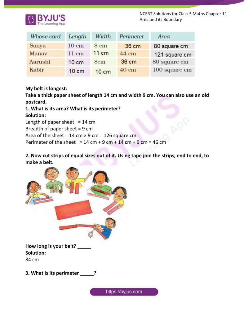 NCERT Solutions Class 5 Maths Chapter 11 Area and Its Boundary - Get ...