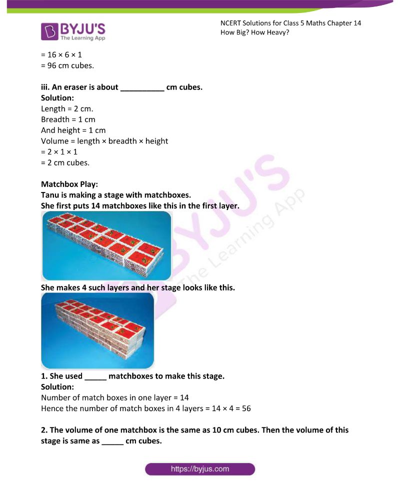 NCERT Solutions Class 5 Maths Chapter 14 How Big How Heavy Download