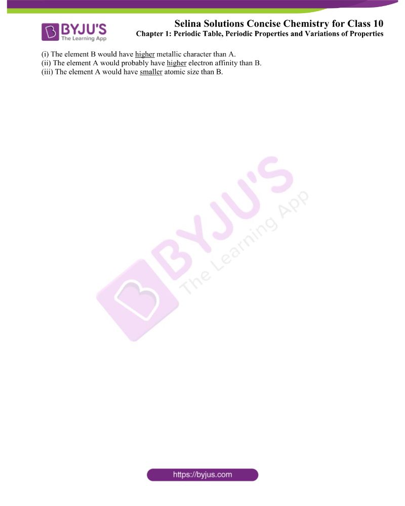 Selina Solutions Class 10 Concise Chemistry Chapter 1 Periodic Table Selina Solutions Class 10 Concise Chemistry Chapter 1 Periodic Table